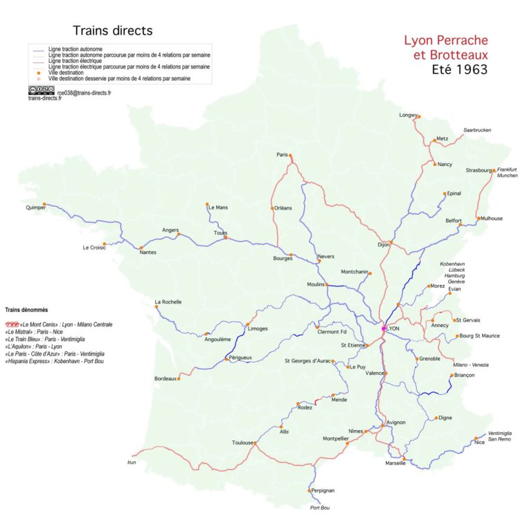 Trains directs au départ de Lyon, consultez l'étude et les cartes