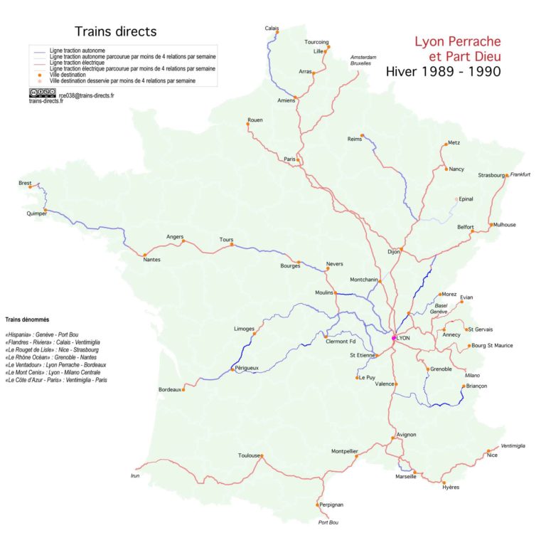 Trains directs au départ de Lyon, consultez l'étude et les cartes