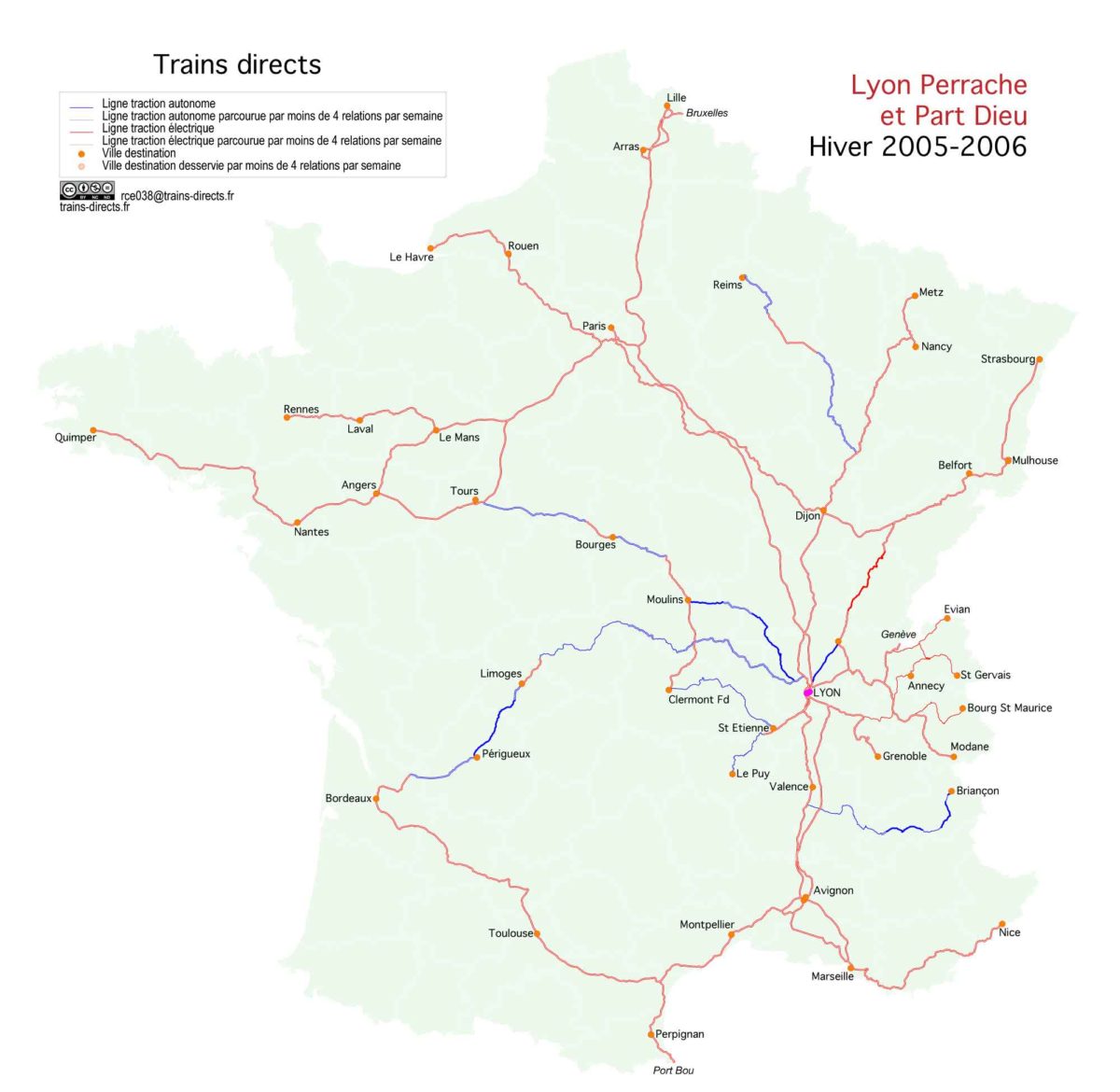 Trains directs au départ de Lyon, consultez l'étude et les cartes